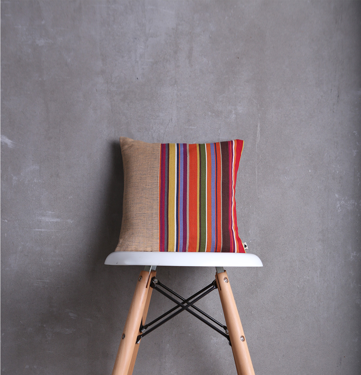 Buy Sunshine Stripes Cotton Cushion cover Multi color 12"x12" – Thoppia